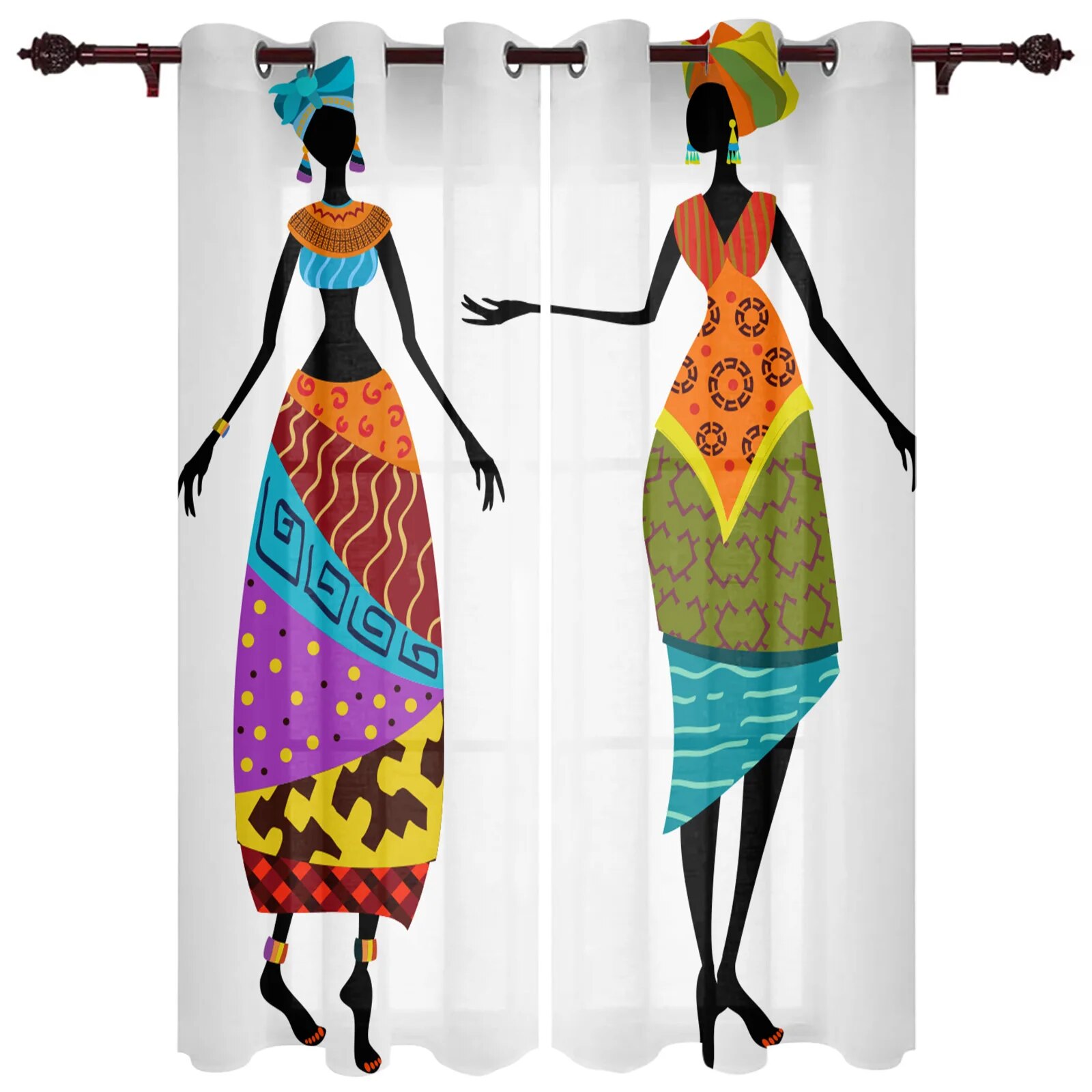 African Women Art Dancing Window Curtains Printed Window for for Living ...