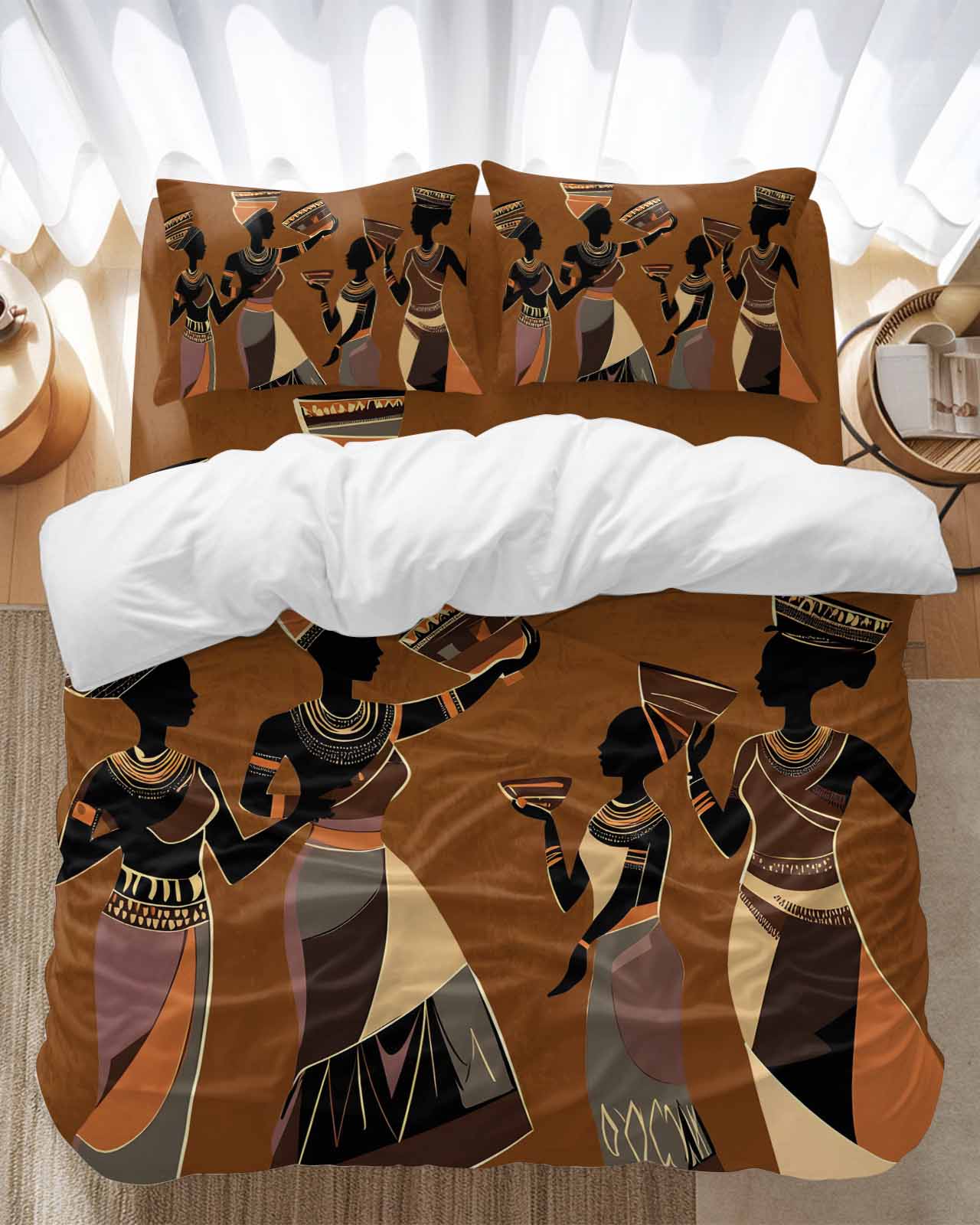 African Women Bedding Duvet Cover Set King Size 4 Pieces Tribe Ethnic ...