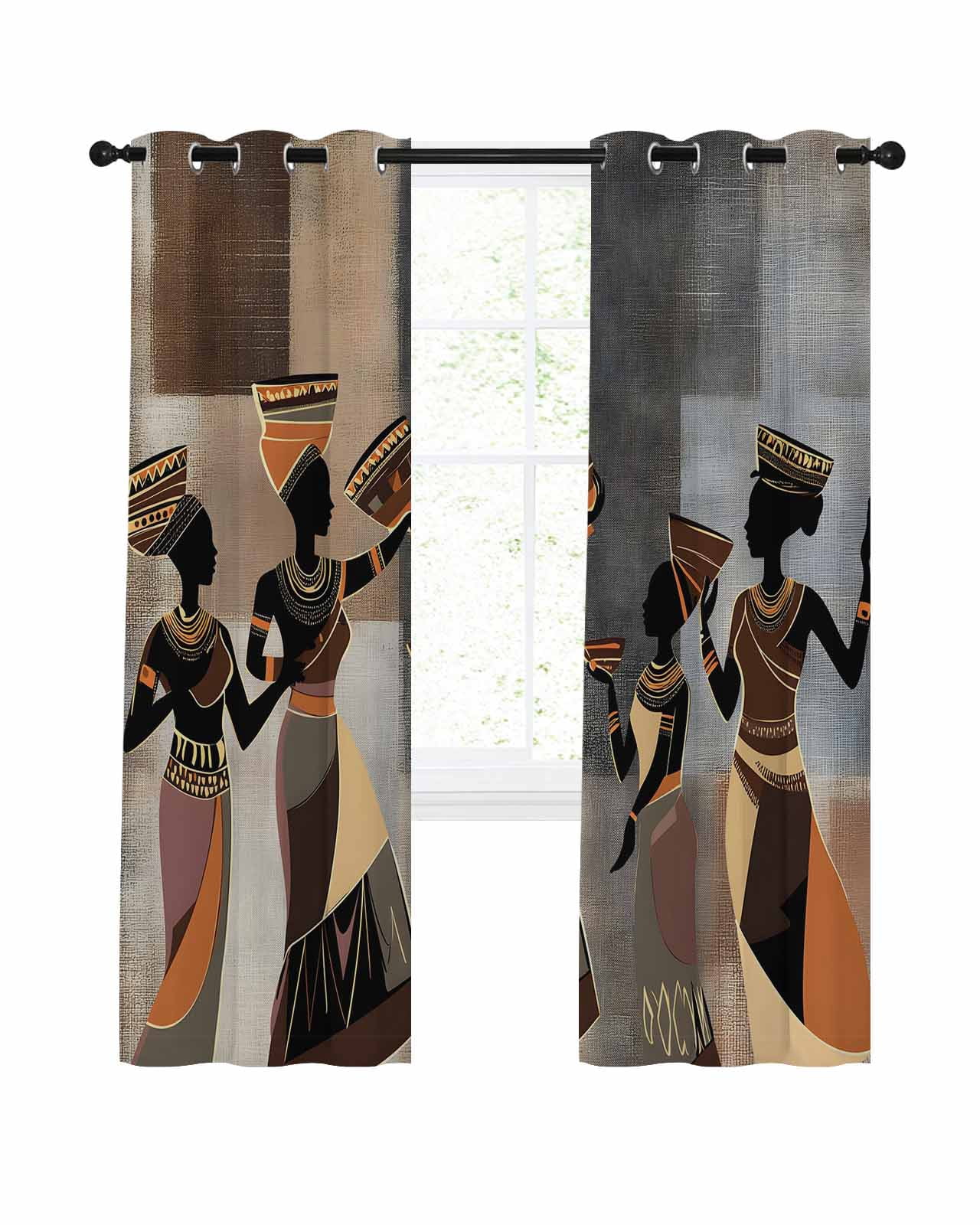 African Women Blackout Curtains 84 Inch Length Tribe Ethnic Style ...