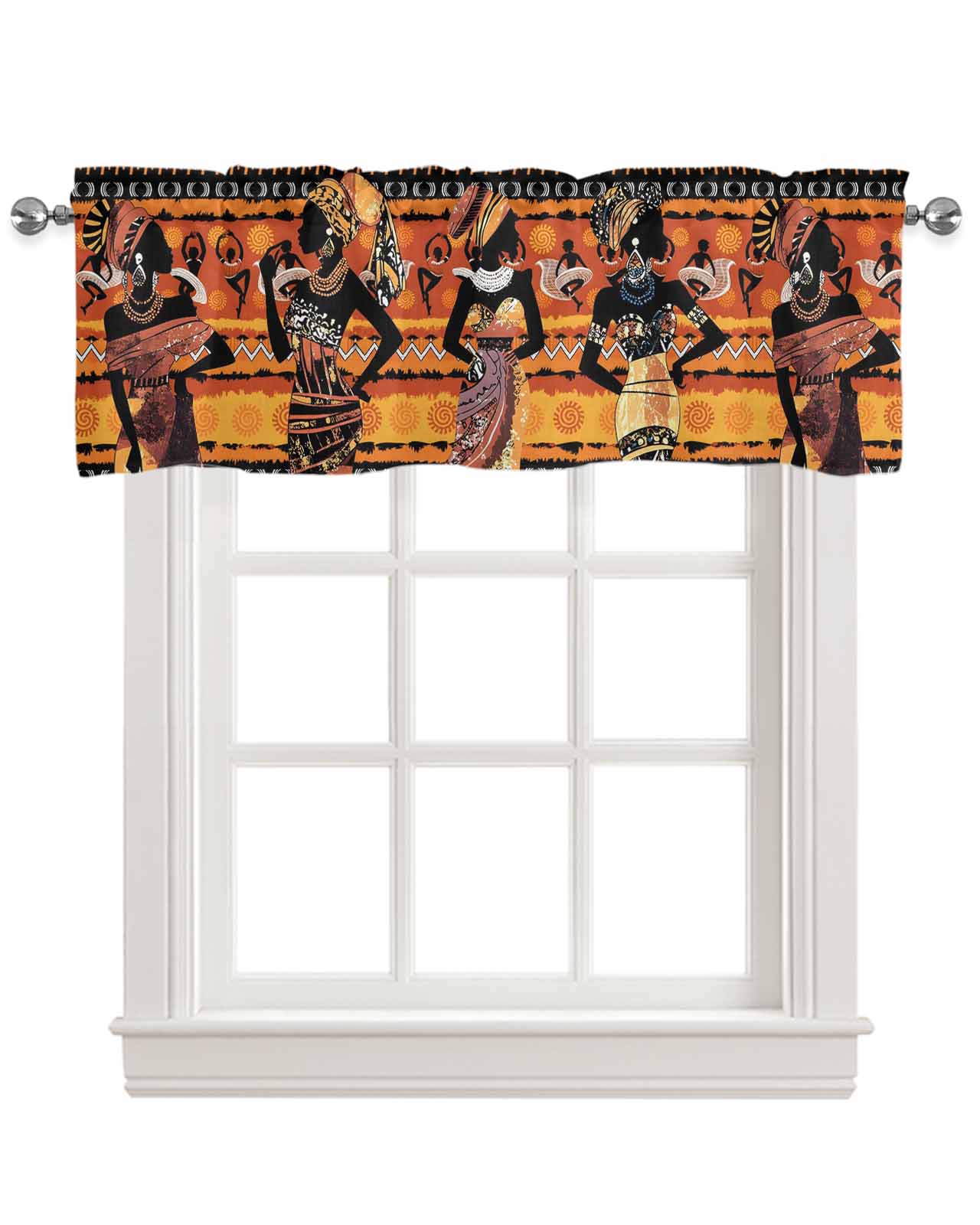 African Women Boho Kitchen Valances for Windows Farmhouse Linen Window ...