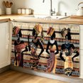 African Women Cabinet Curtain 28"W x 51"L, Black Boho Tradition Ethnic ...