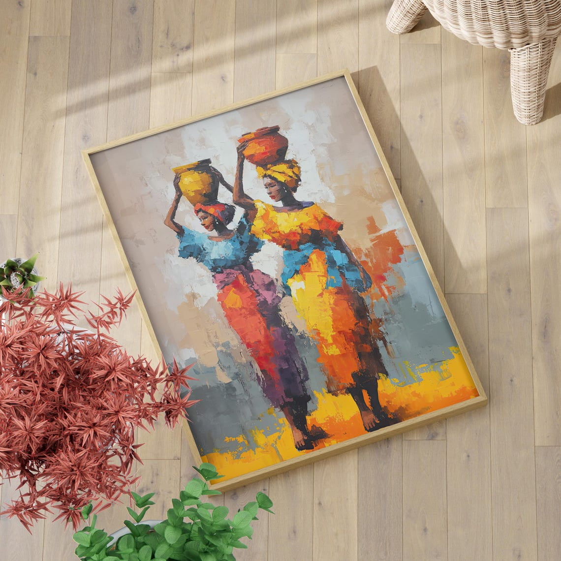 African Women Carrying Water Wall Art Bold Cultural Decor, Unframed ...