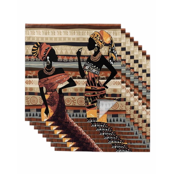 African Women Cloth Napkins Set of 8 Reusable Dinner Napkins, Black ...