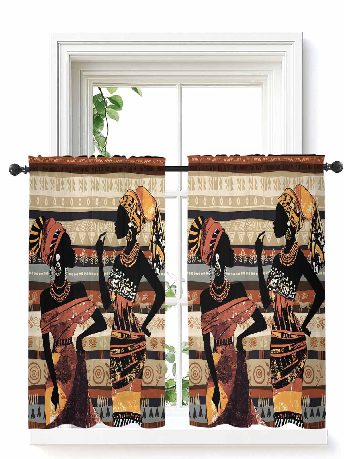 African Women Curtains 54 Inch Length, Sheer Curtains for Bedroom ...