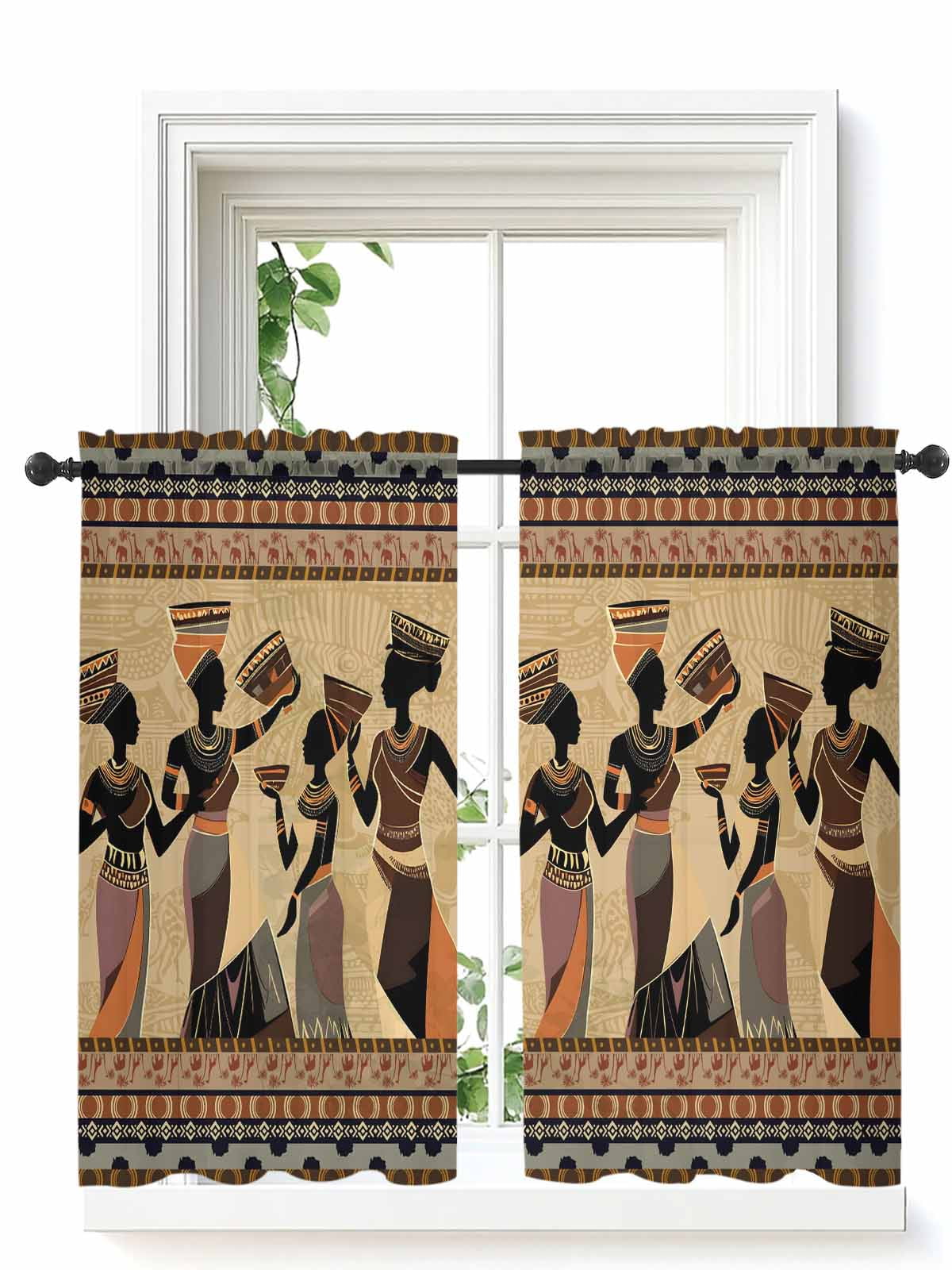 African Women Curtains 54 Inch Length,Sheer Curtains for Bedroom Living ...