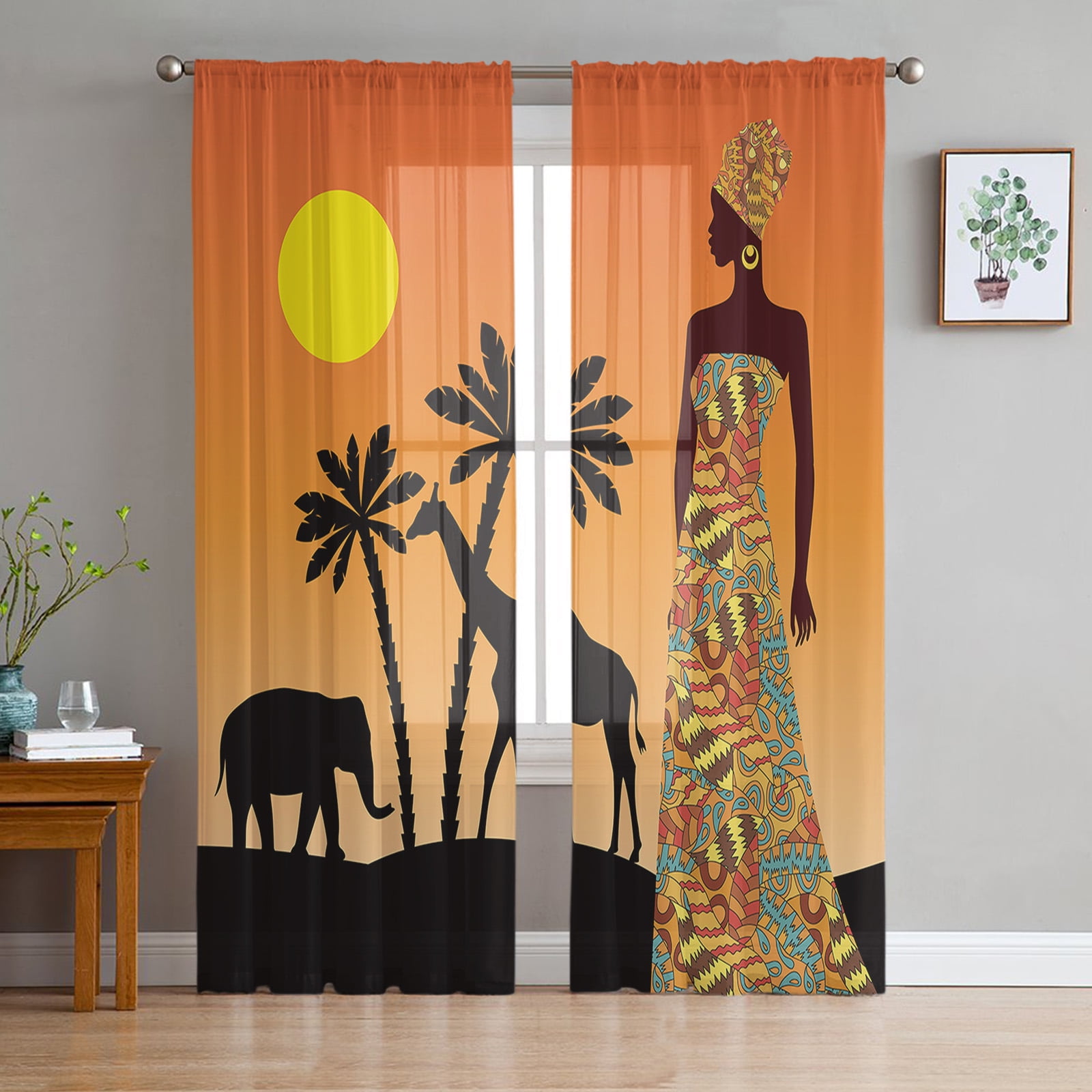 African Women Dance Ethnic Tulle Curtains For Living Room Bedroom ...