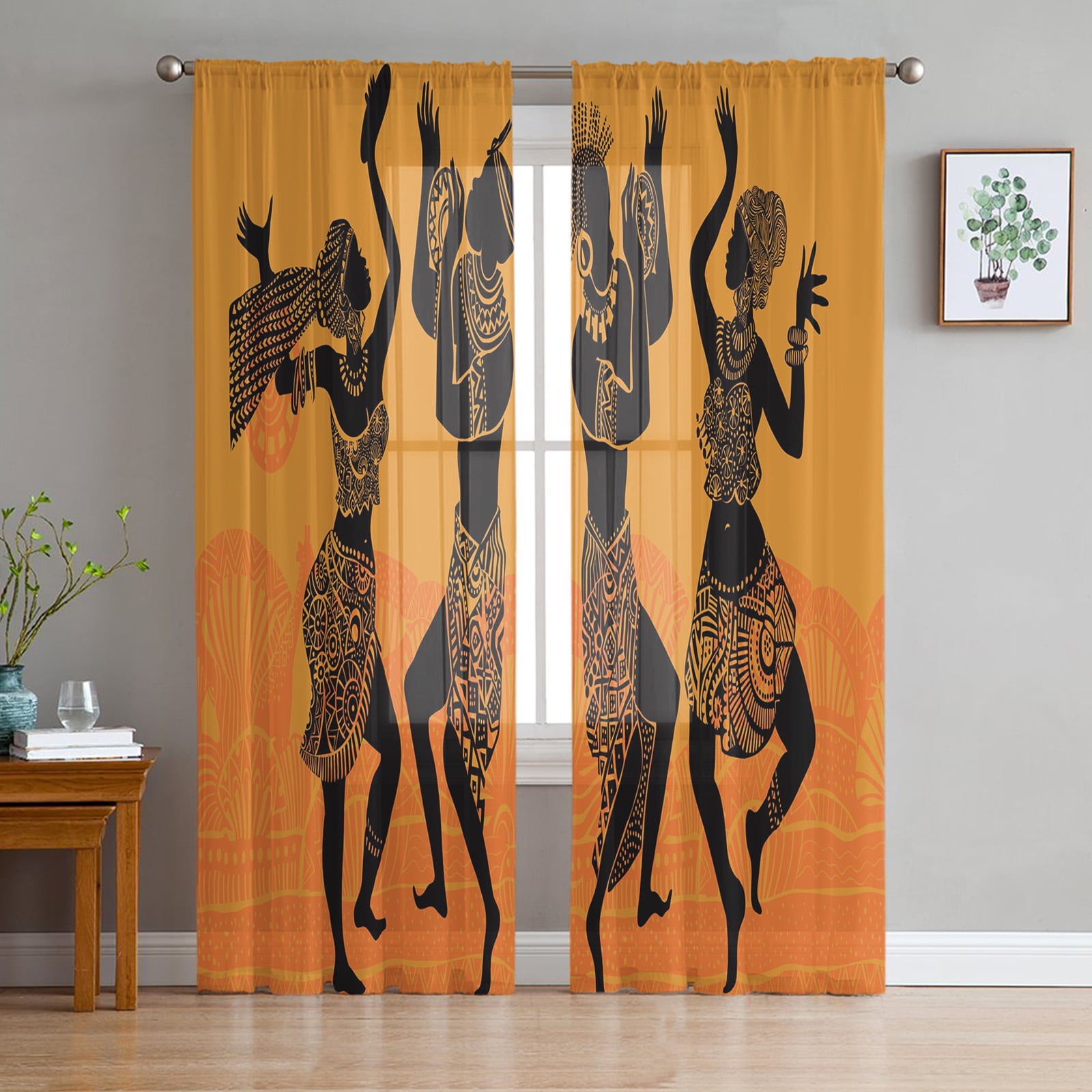 African Women Dance Ethnic Tulle Curtains For Living Room Bedroom ...