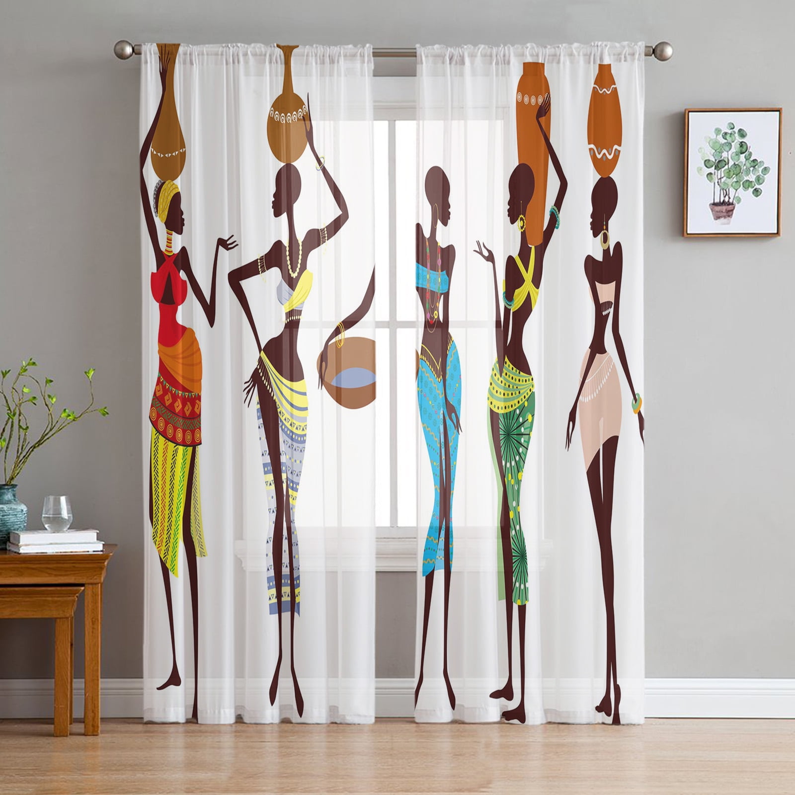 African Women Dance Ethnic Tulle Curtains For Living Room Bedroom ...