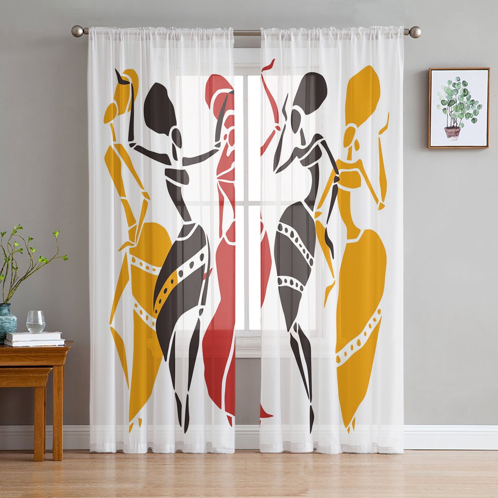 African Women Dance Ethnic Tulle Curtains For Living Room Bedroom ...