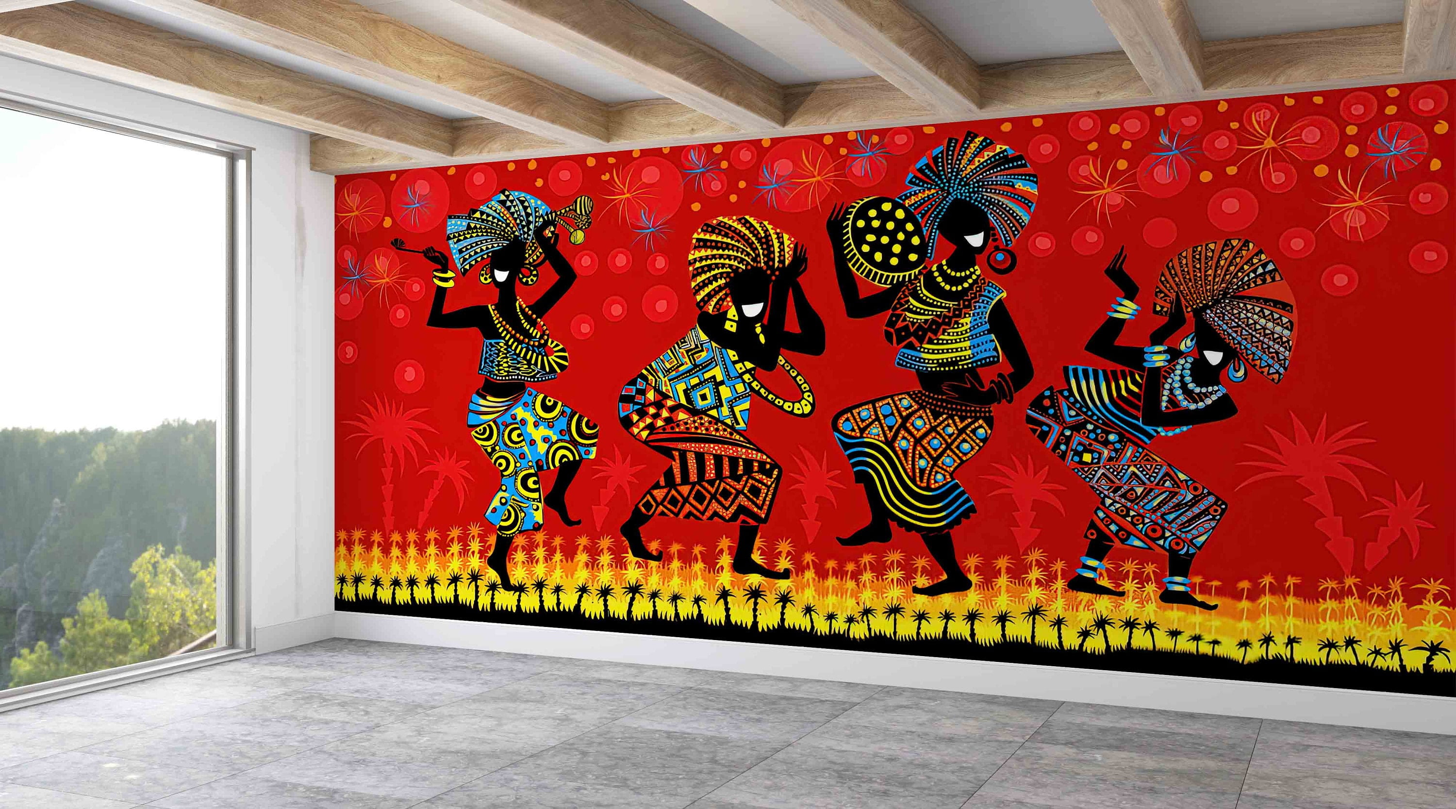 African Women Dancers Wallpaper, Modern Wallpaper, 3d Wallpaper, Bright ...