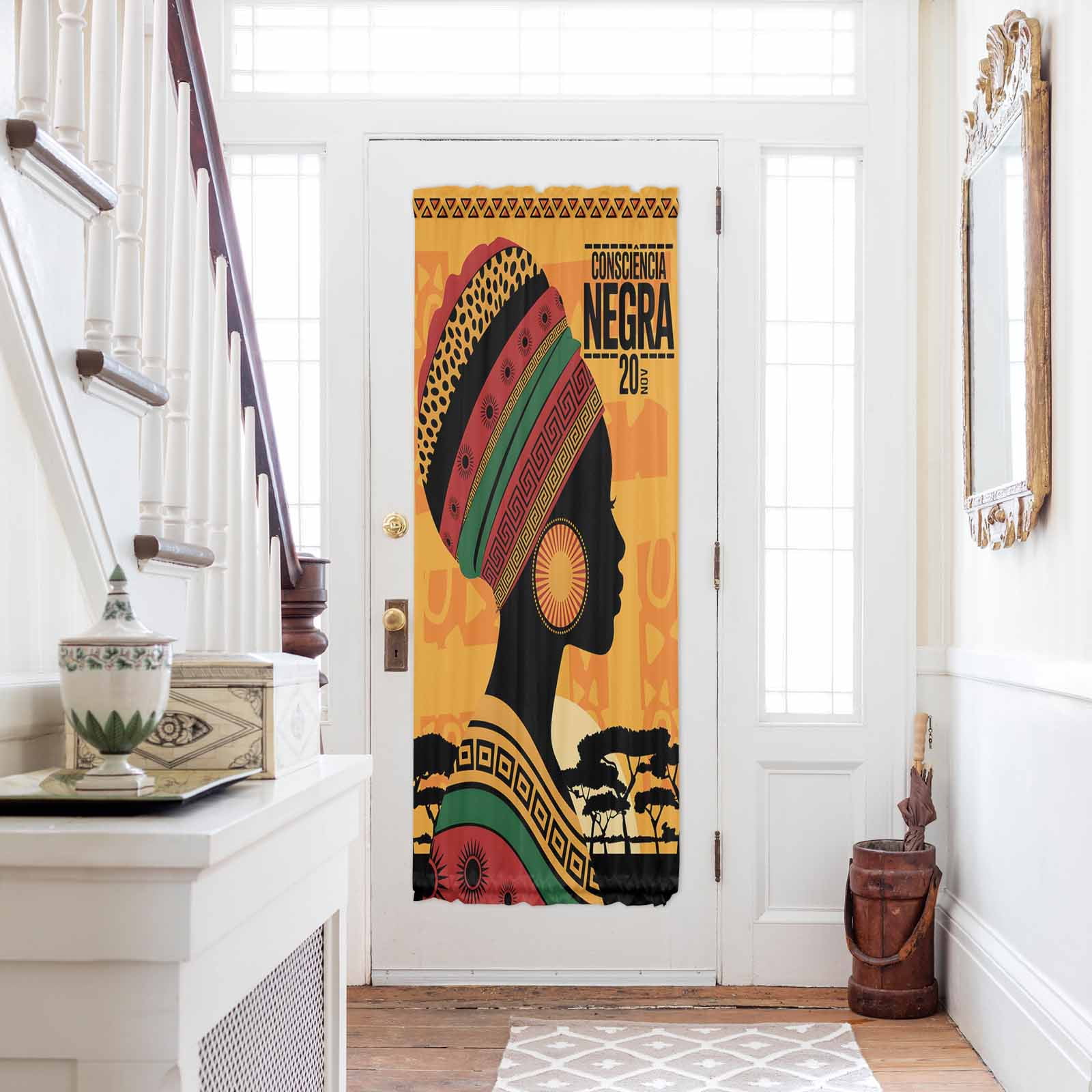 African Women Door Curtains for Door Window, French Sidelight Front ...