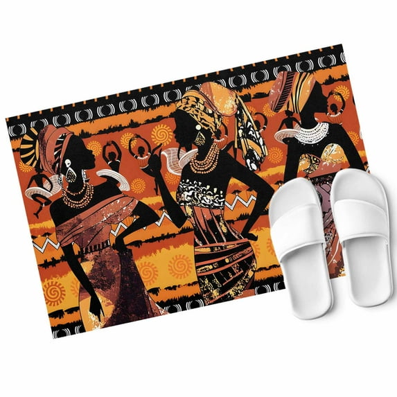 African Women Door Mat Tribe Ethnic Style Non Slip Absorbent Entrance ...
