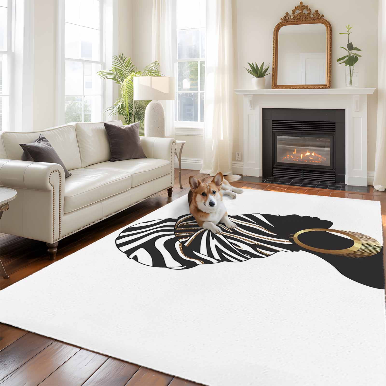 African Women with Earrings Large Area Rugs 6x9 ft Ethnic Black ...