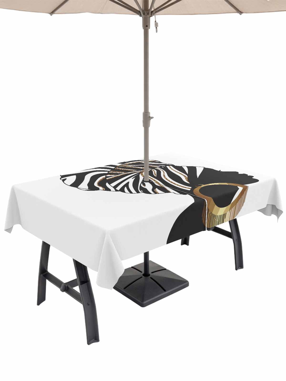 African Women with Earrings Rectangle Outdoor Tablecloth with Umbrella ...