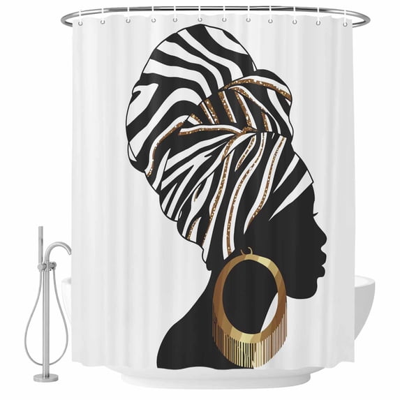 African Women with Earrings Shower Curtain for Bathroom, Ethnic Black ...