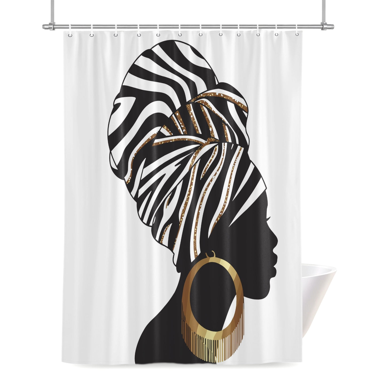 African Women with Earrings Shower Curtains for Bathroom, Ethnic Black ...