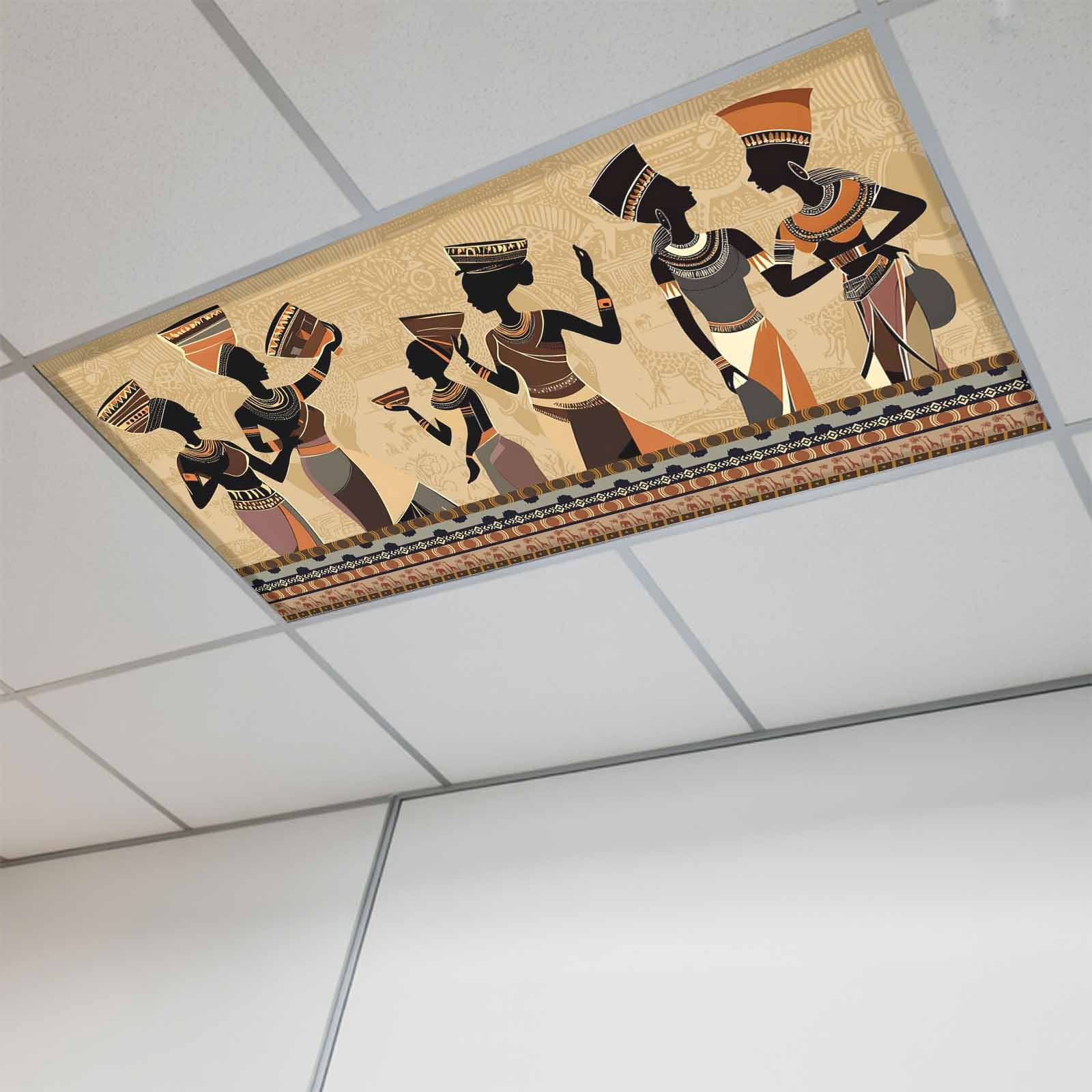 African Women Fluorescent Light Covers, Black Girl Retro Ethnic Ancient ...