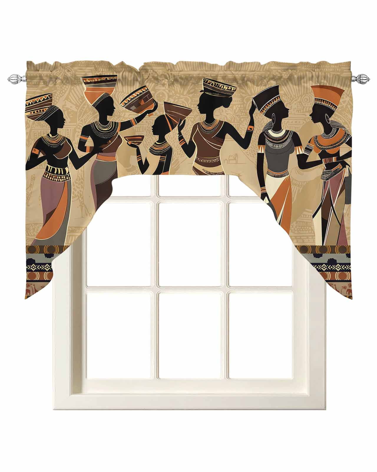 African Women Kitchen Swag Valances for Windows, Black Girl Retro ...