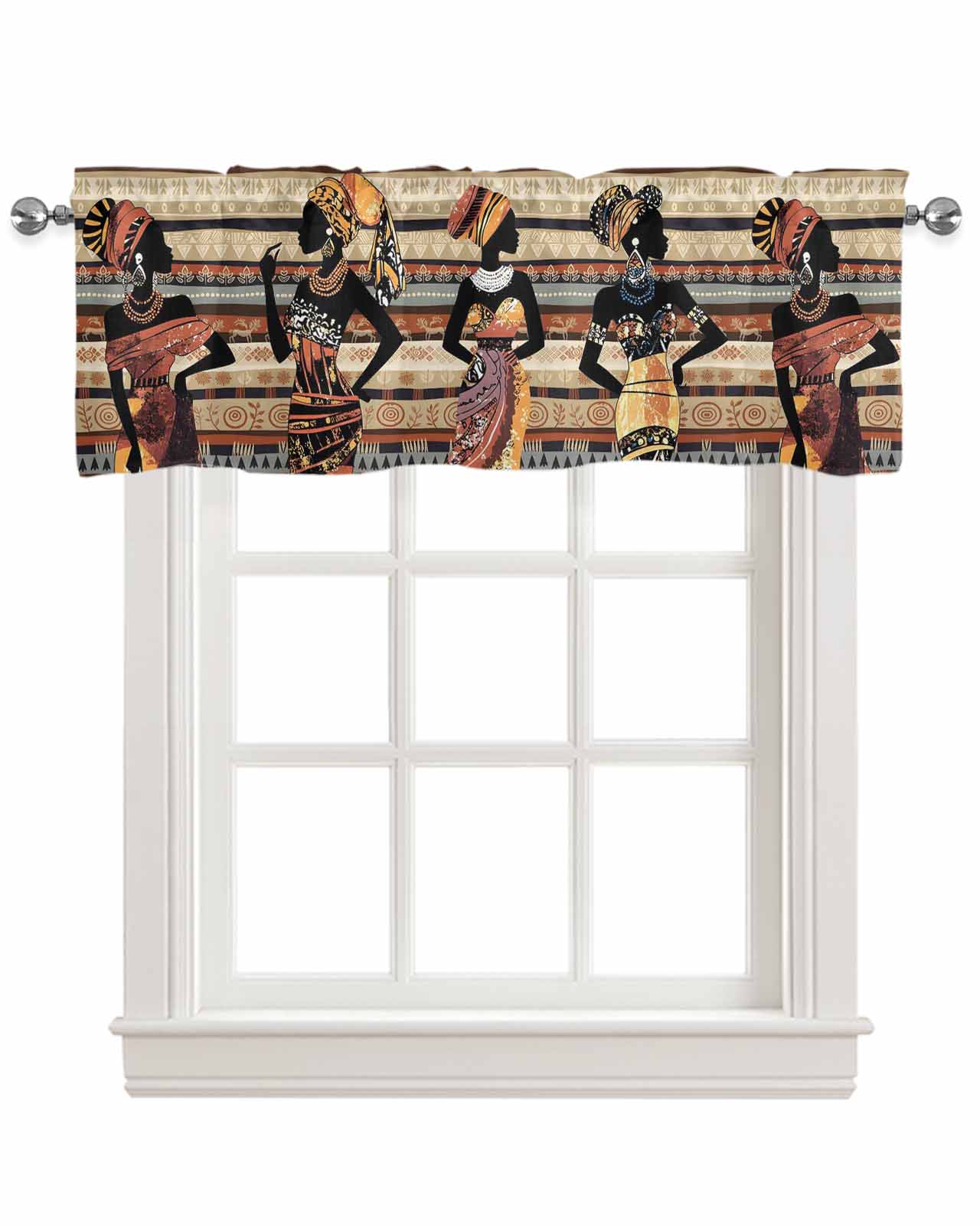 African Women Kitchen Valances for Windows Farmhouse Linen Window ...