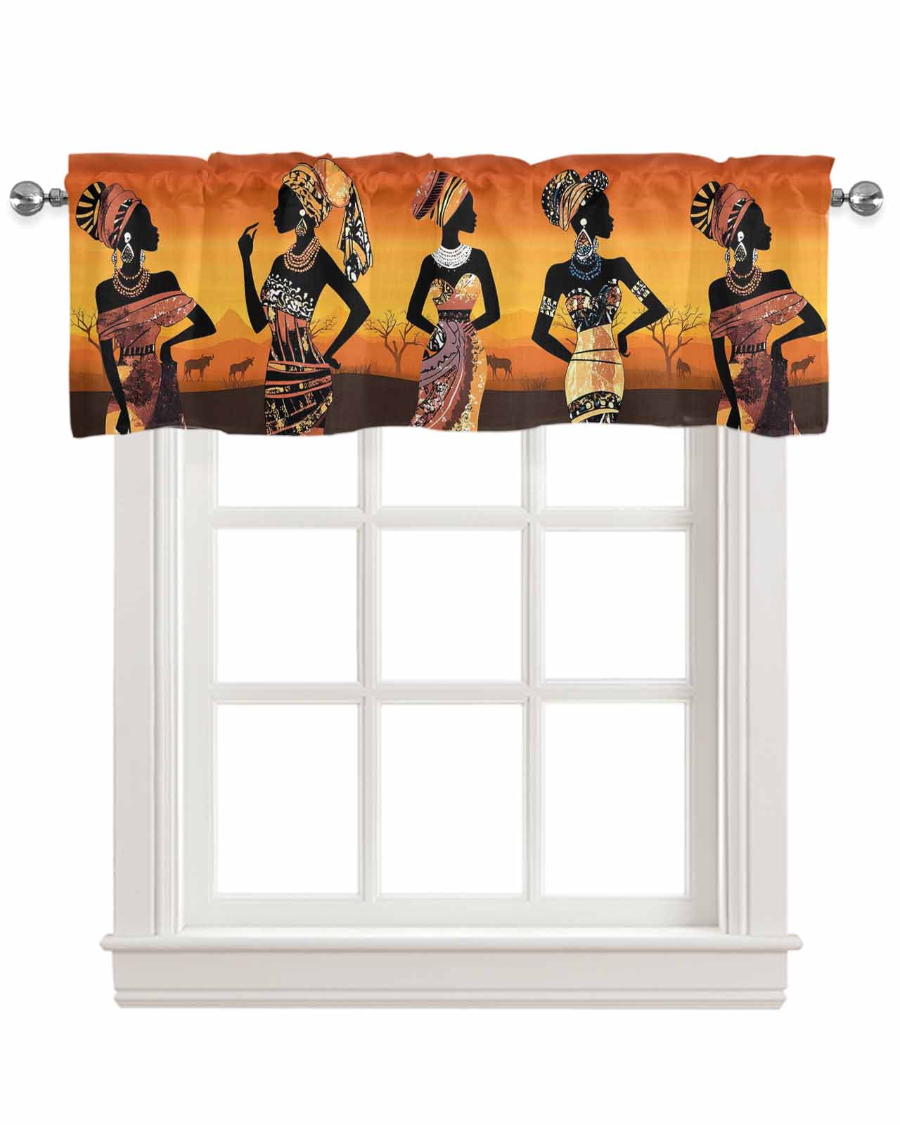 African Women Kitchen Valances for Windows Farmhouse Linen Window ...