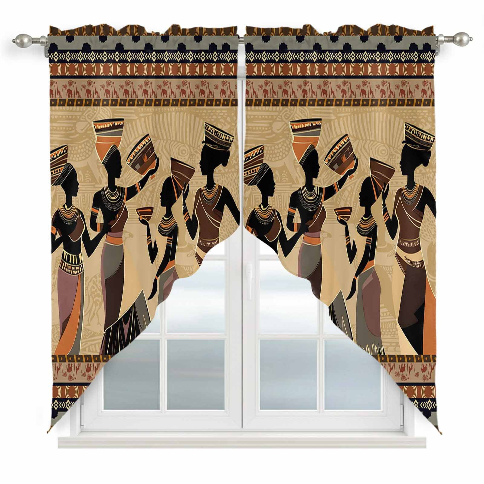 African Women Kitchen Window Curtains, Swag Curtains Valance for ...
