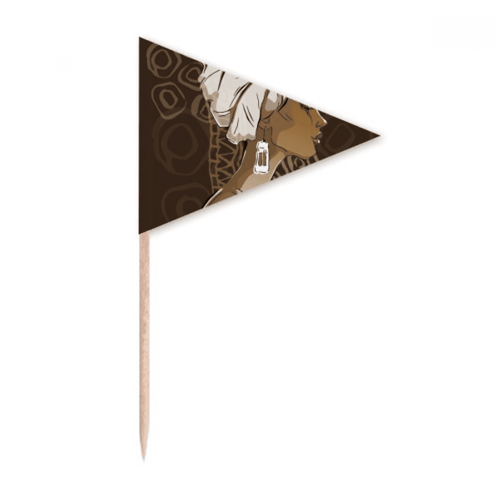 African Women LadyAboriginal Headdress Art Toothpick Triangle Cupcake ...