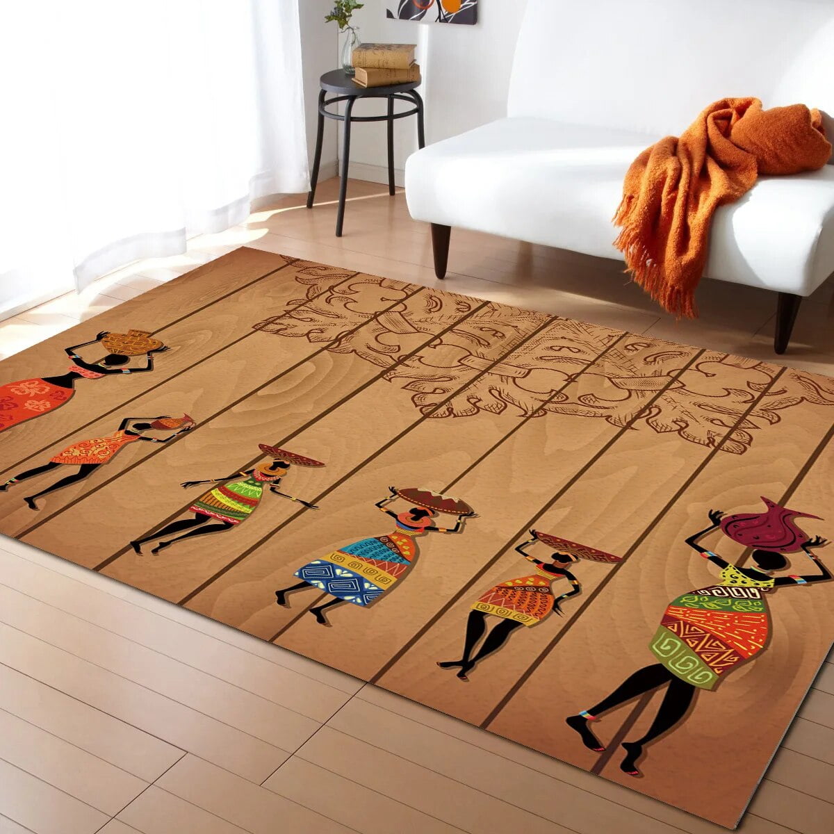 African Women National Dress Living Room Carpet Coffee Table Floor Mat ...