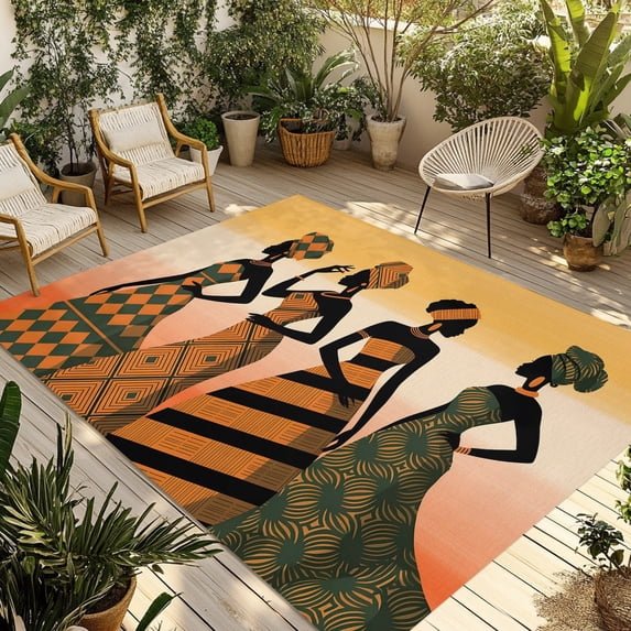 African Women Outdoor Rug, Black Women Non-Slip Area Rugs Carpet ...