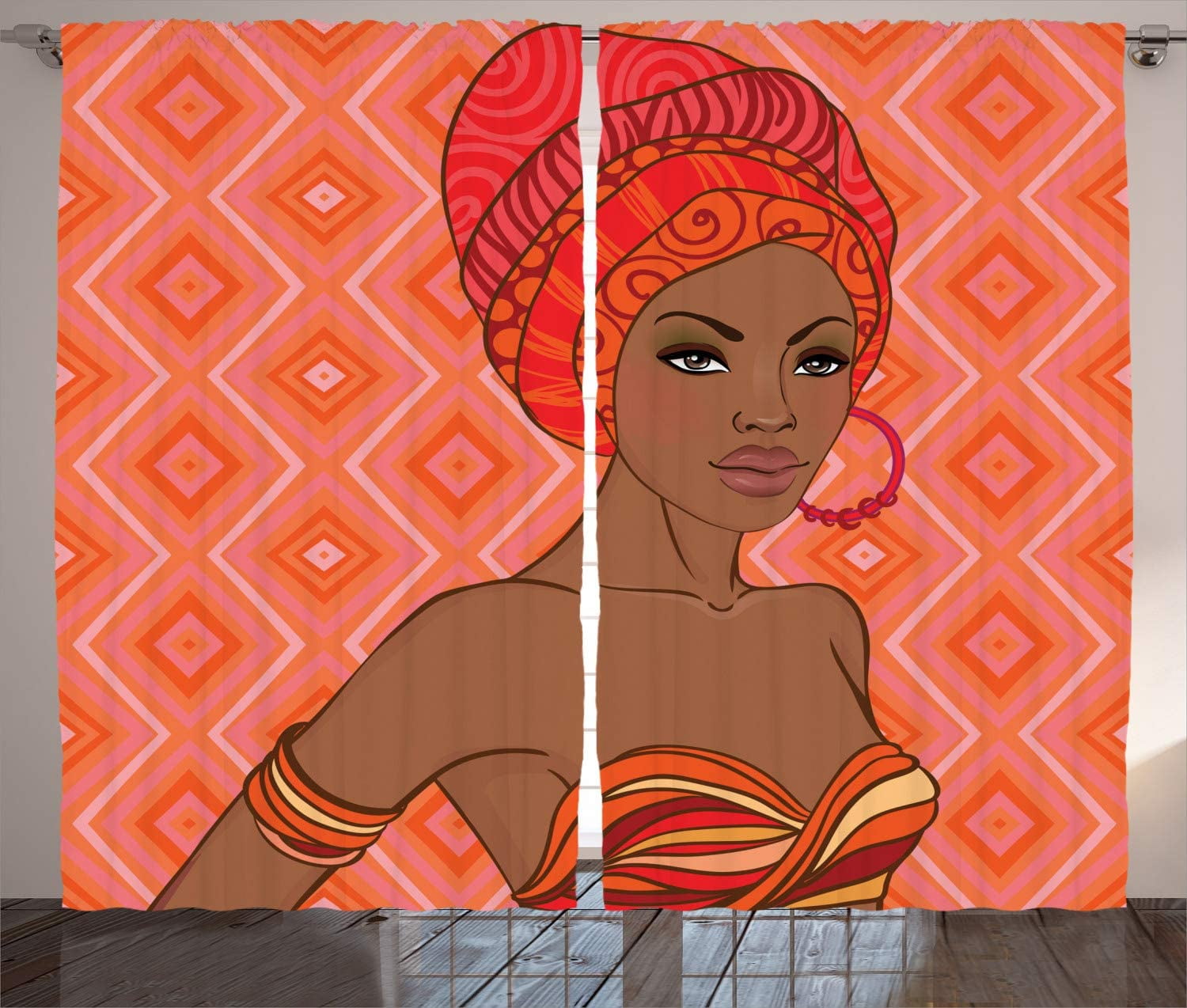 African Women Pattern Window Curtains Home r Kitchen Draperies Curtains ...