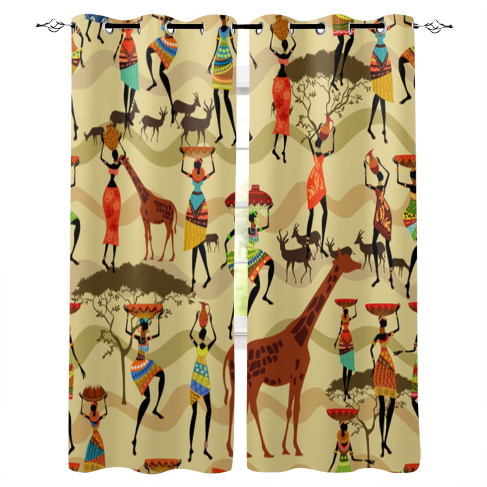 African Women Pattern Window Curtains Home r Kitchen Draperies Curtains ...