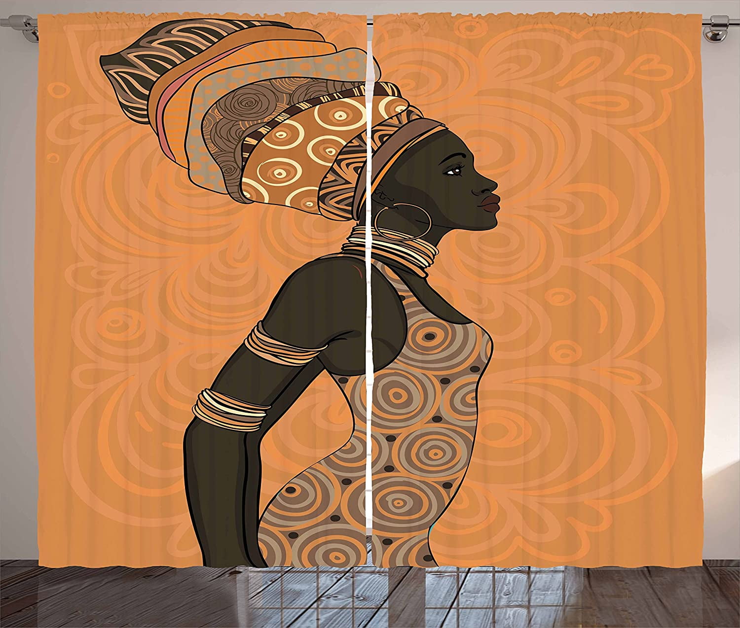 African Women Pattern Window Curtains Home r Kitchen Draperies Curtains ...