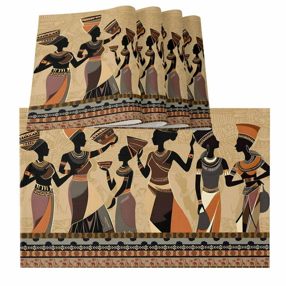 African Women Placemats for Dinning Table Set of 6, Black Girl Retro ...