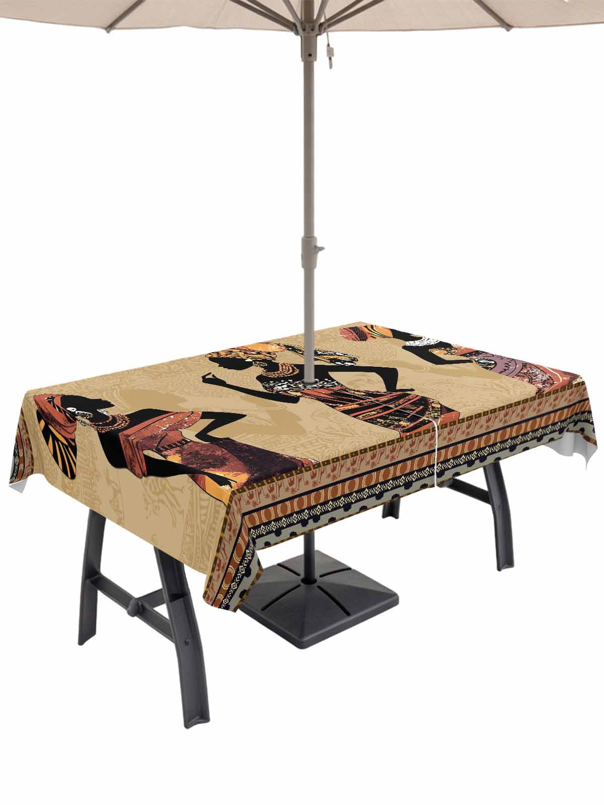 African Women Rectangle Outdoor Tablecloth with Umbrella Hole ...