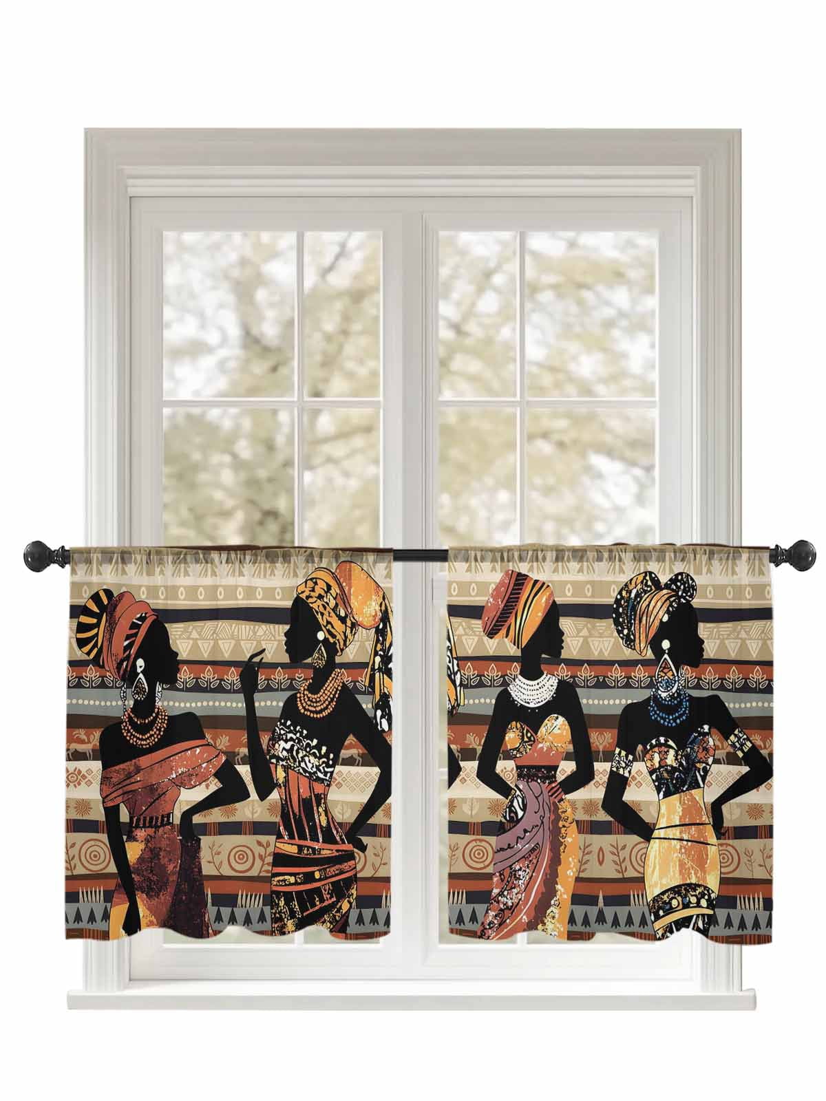 African Women Sheer Curtains 2 Panels Set Ethnic Style Traditional ...