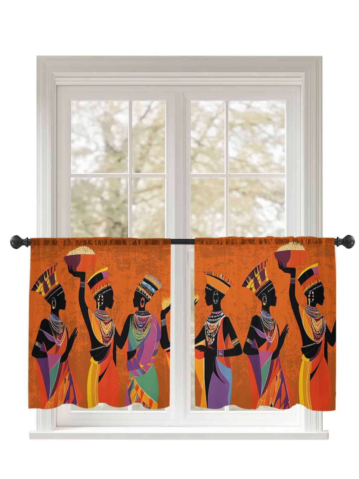 African Women Sheer Curtains 2 Panels Set Tribe Ethnic Style ...