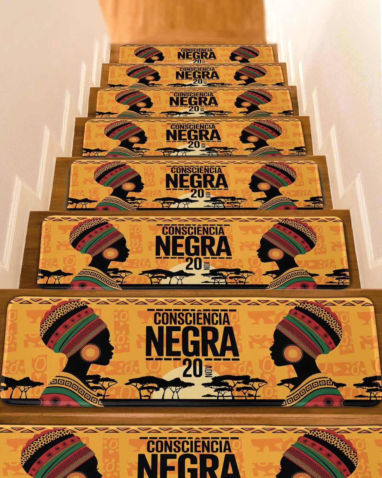 African Women Stair Treads for Wooden Steps Indoor Runner Rug Carpet ...
