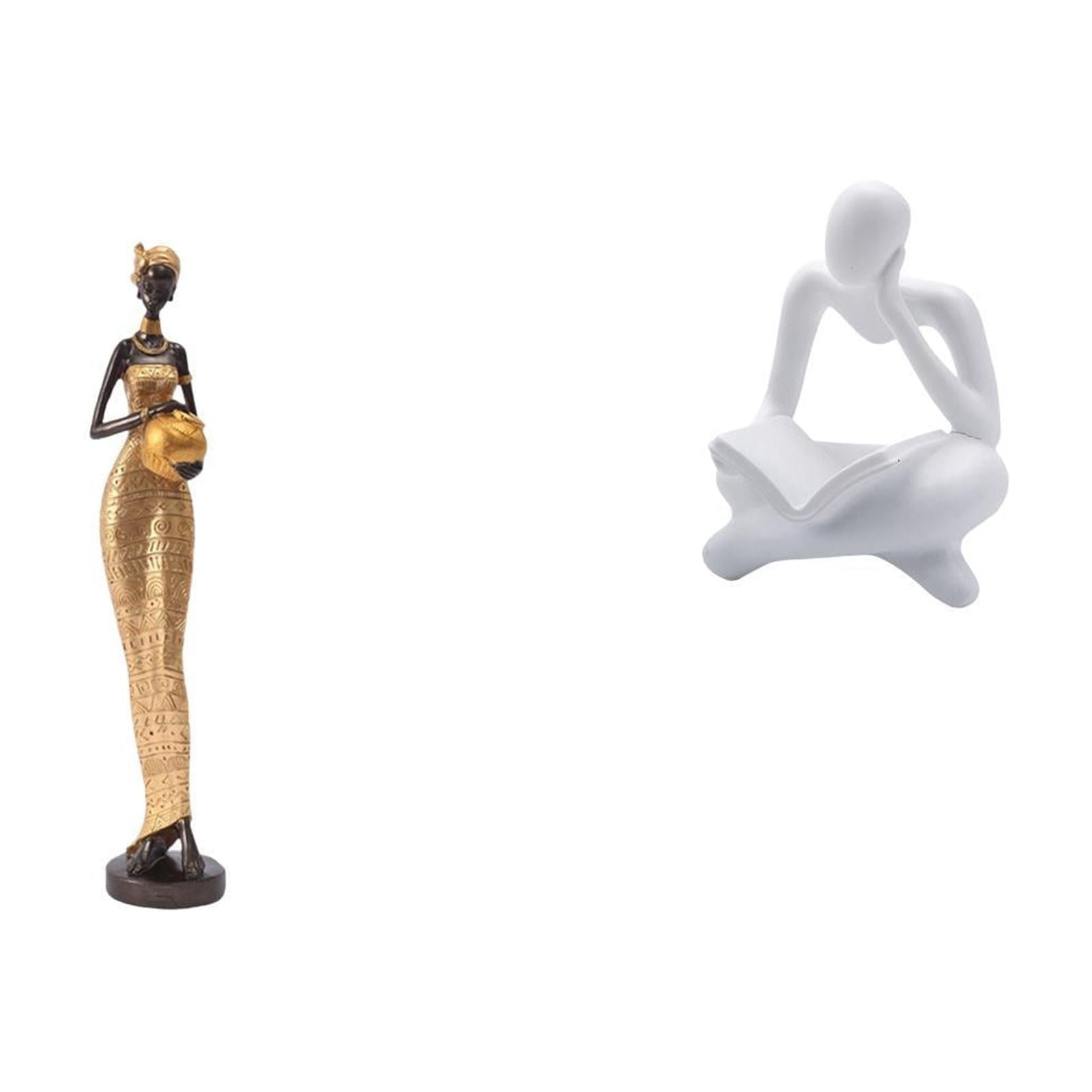 African Women Statue Abstract Figurine Thinker Sculpture Resin Craft ...