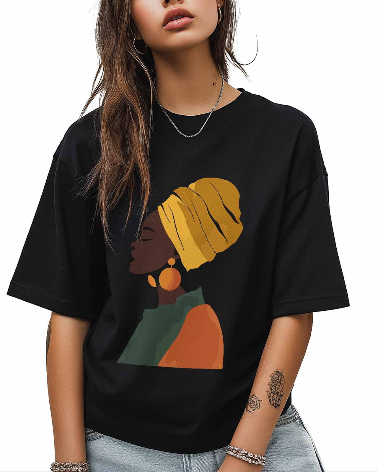 African Women T Shirts for Women Short Sleeve Cotton Crewneck T-Shirt ...