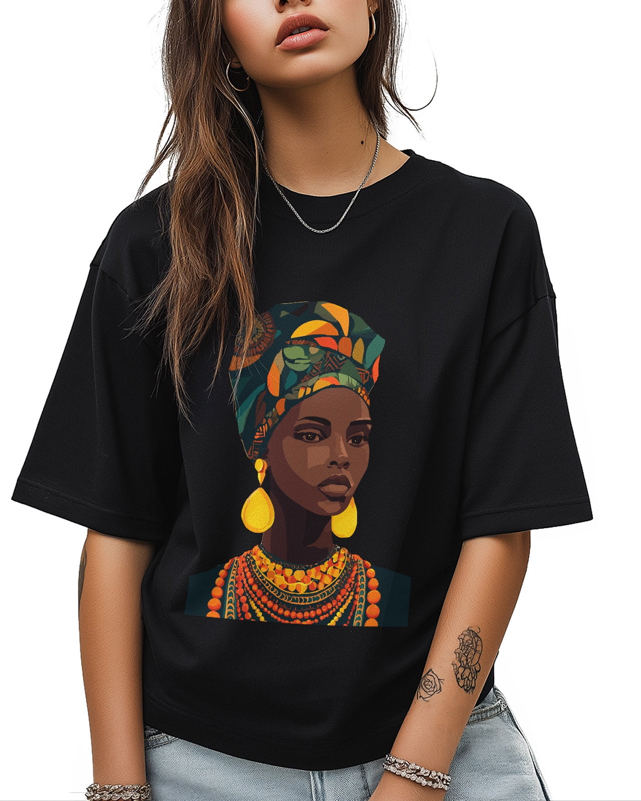 African Women T Shirts for Women Short Sleeve Cotton Crewneck T-Shirt ...