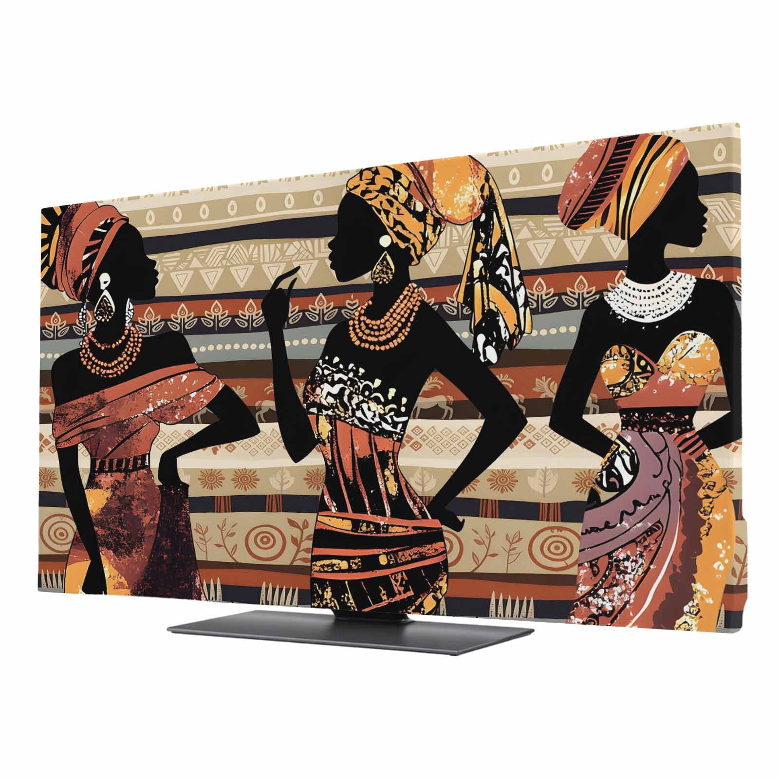 African Women TV Cover for 75 Inch Screen, Stretch Fabric Dustproof TV ...