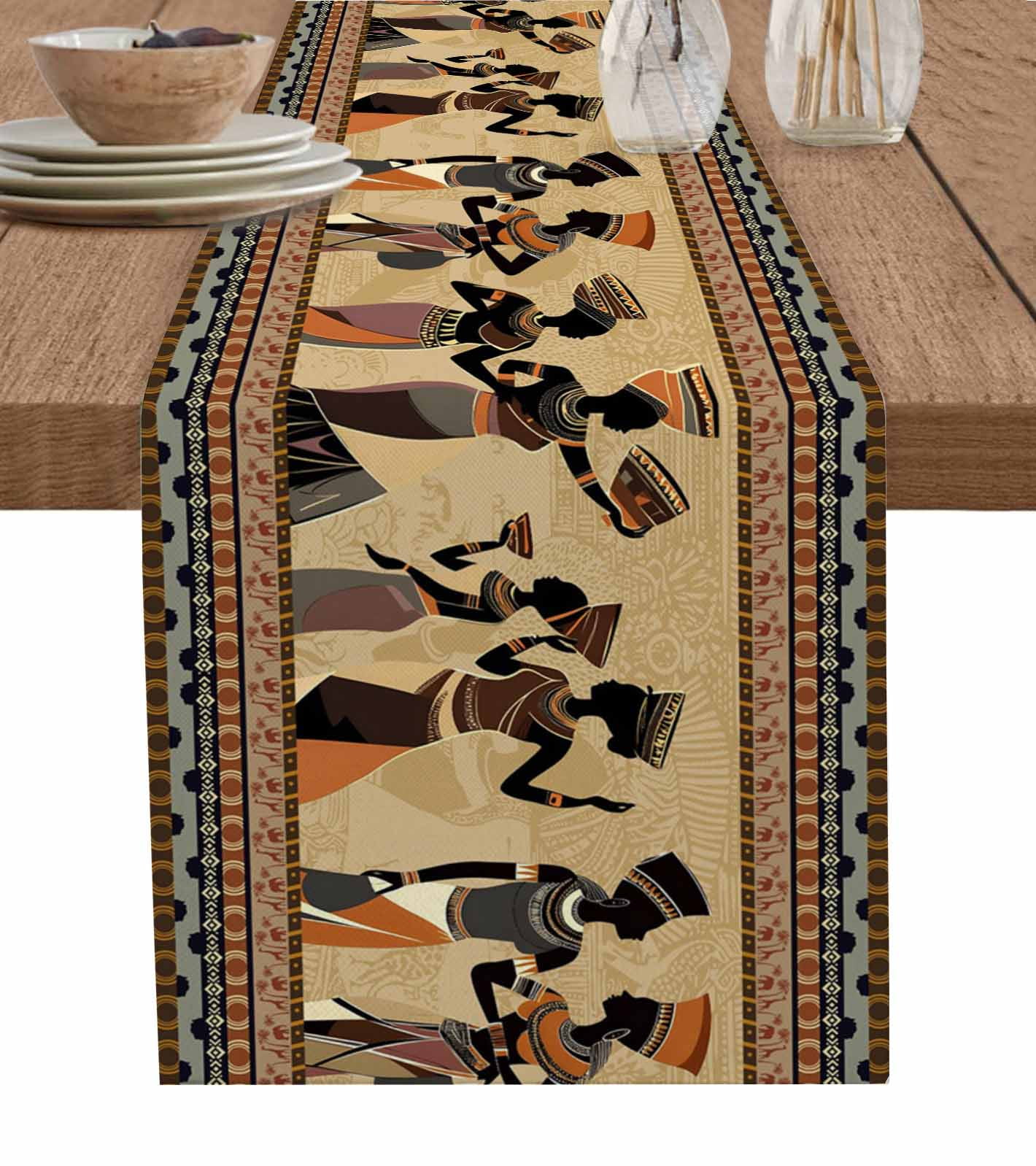 African Women Table Runner 72 Inches, Black Girl Retro Ethnic Ancient ...