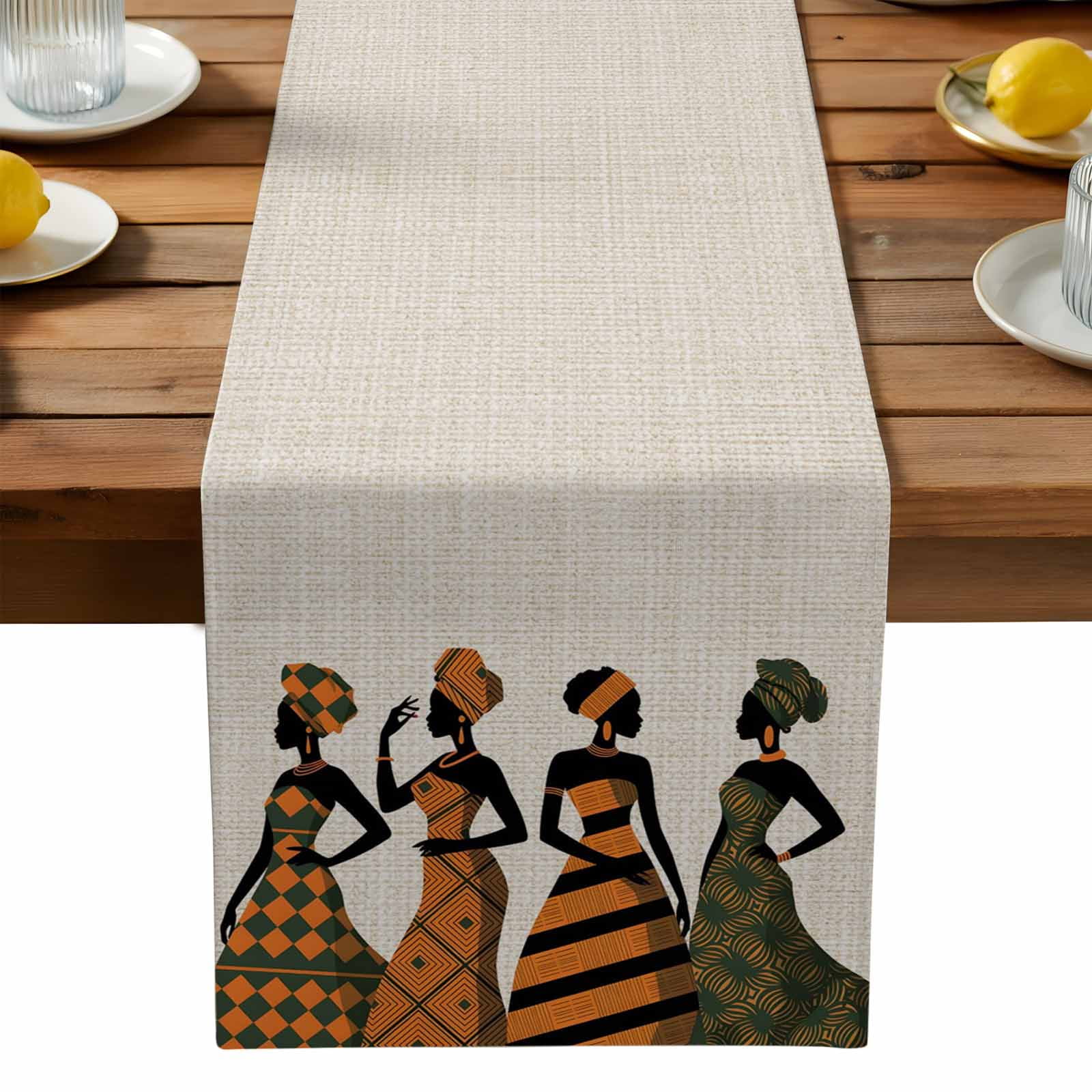 African Women Table Runner, Black Women Kitchen Table Runners Dress ...