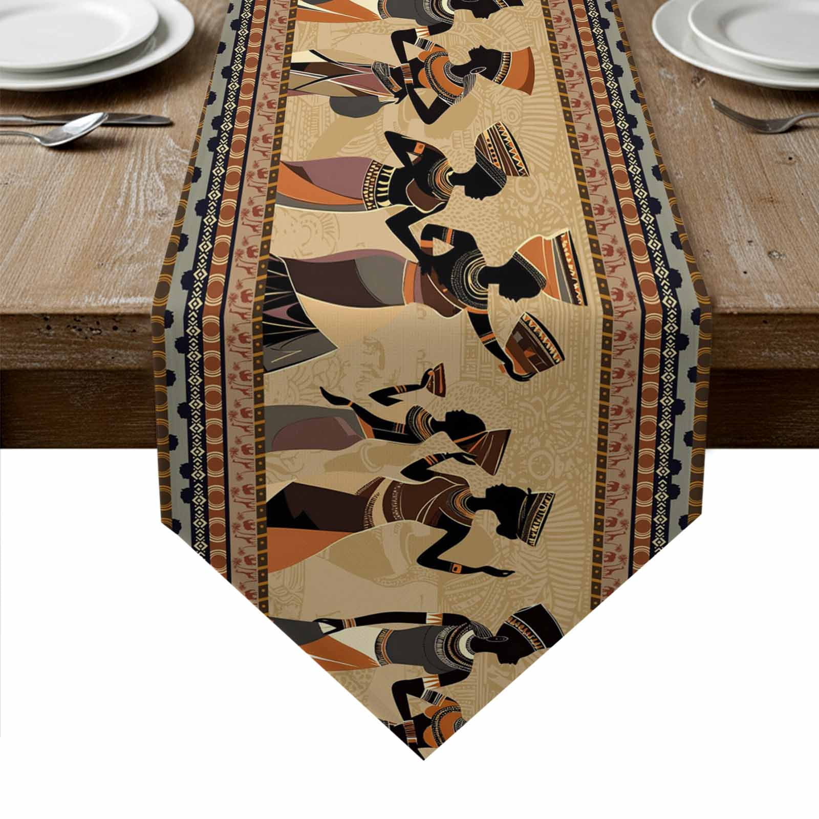 African Women Table Runner Linen Burlap Table Runner 120 Inches Long ...