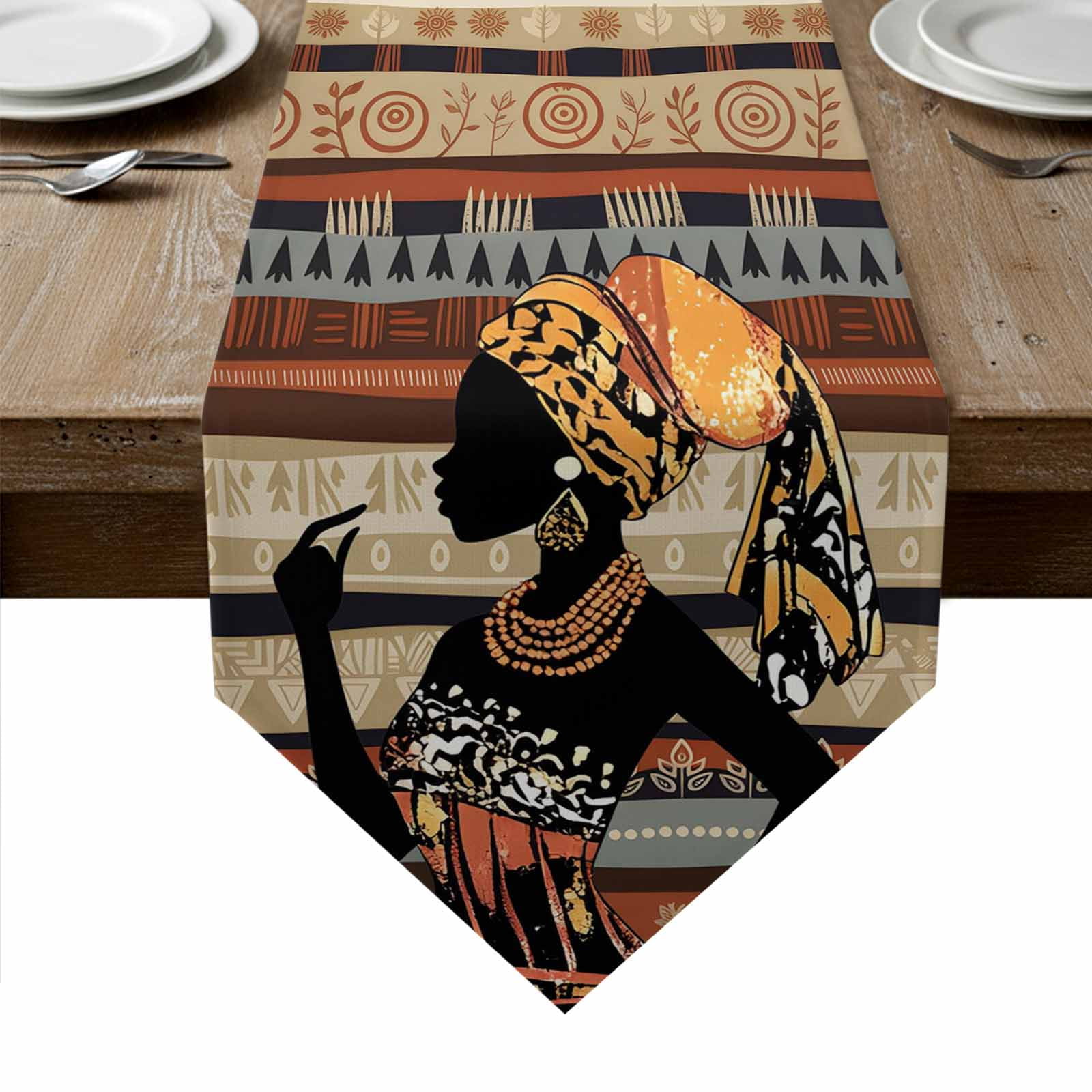 African Women Table Runner Linen Burlap Table Runner 36 Inches Small ...