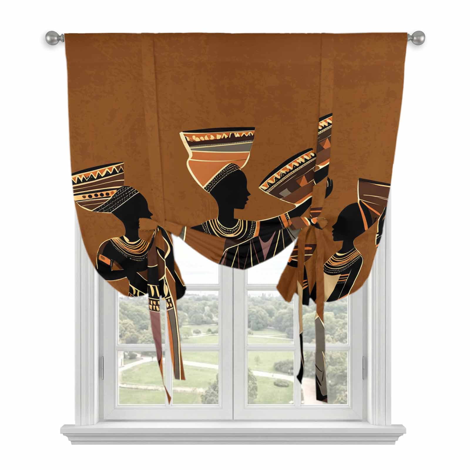 African Women Tie Up Curtain for Window, Tribe Ethnic Style Adjustable ...