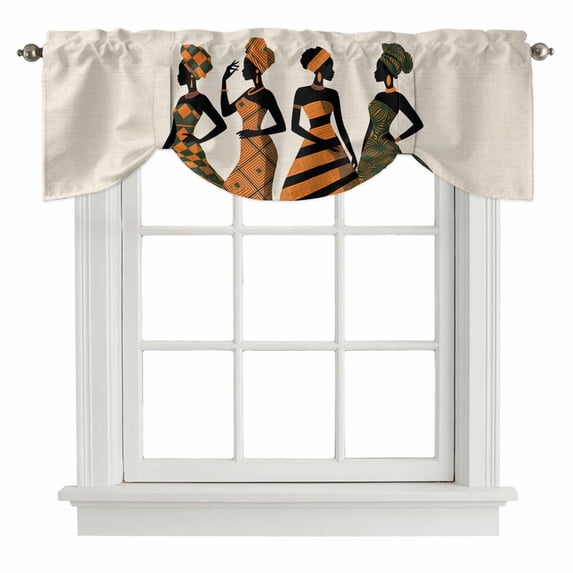 African Women Tie Up Valance Curtains Black Women Adjustable Light ...