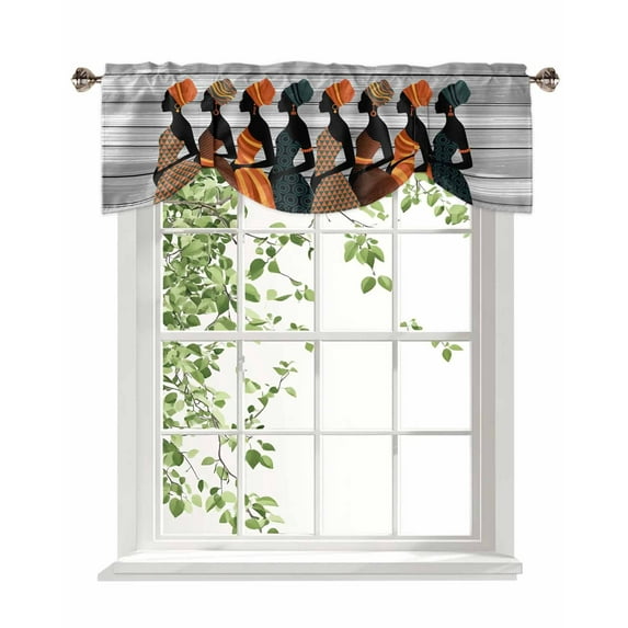 African Women Tie Up Valances Curtain, Black Women Kitchen Valances for ...