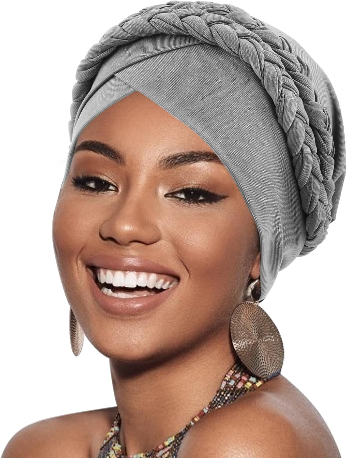 African Women Turban Caps Beanie Twist Headscarf Pre-Tied Double ...