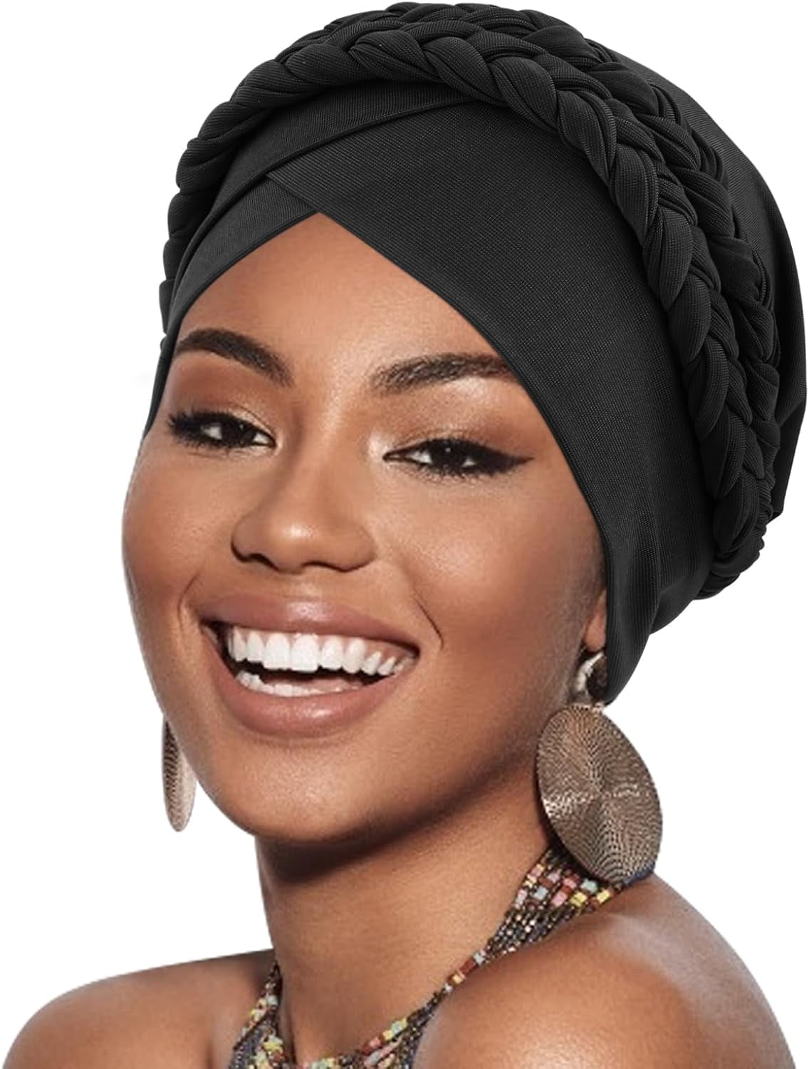 African Women Turban Caps Headscarf Pre-Tied Double Twisted Braid Hair ...