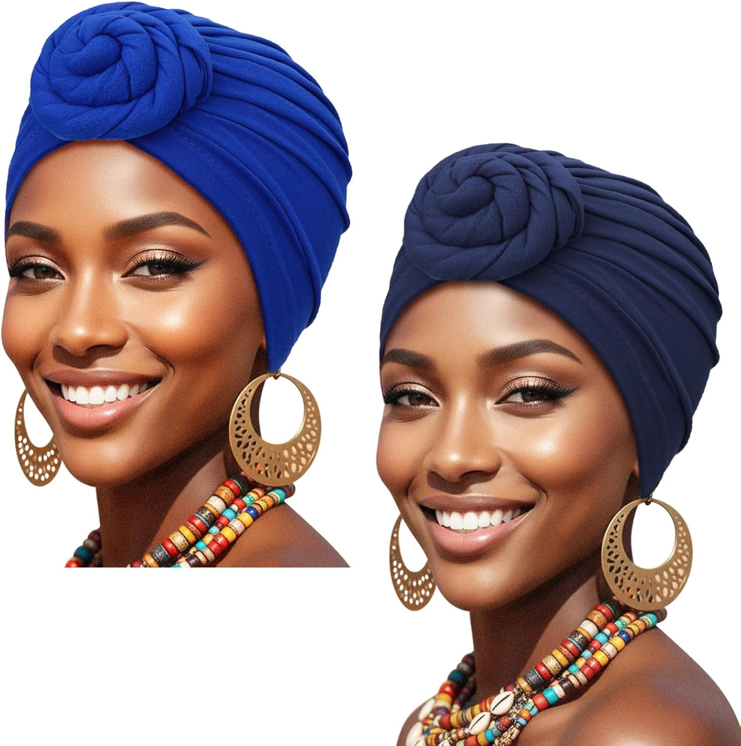 African Women Turban Caps Pre-Tied Twisted Turbans Head Scarf for Women ...